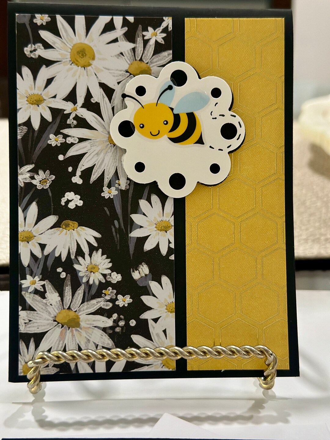 4 Handmade Bee Design Cards With Envelopes. 2 Different Designs, Heavy ...