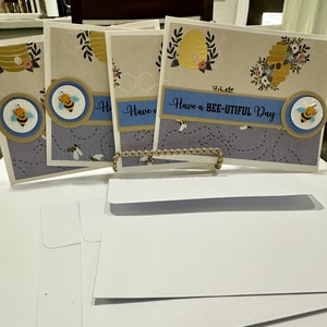 4 Handmade Bee-utifully Designed Cards Good for Any Occassion. Quality ...