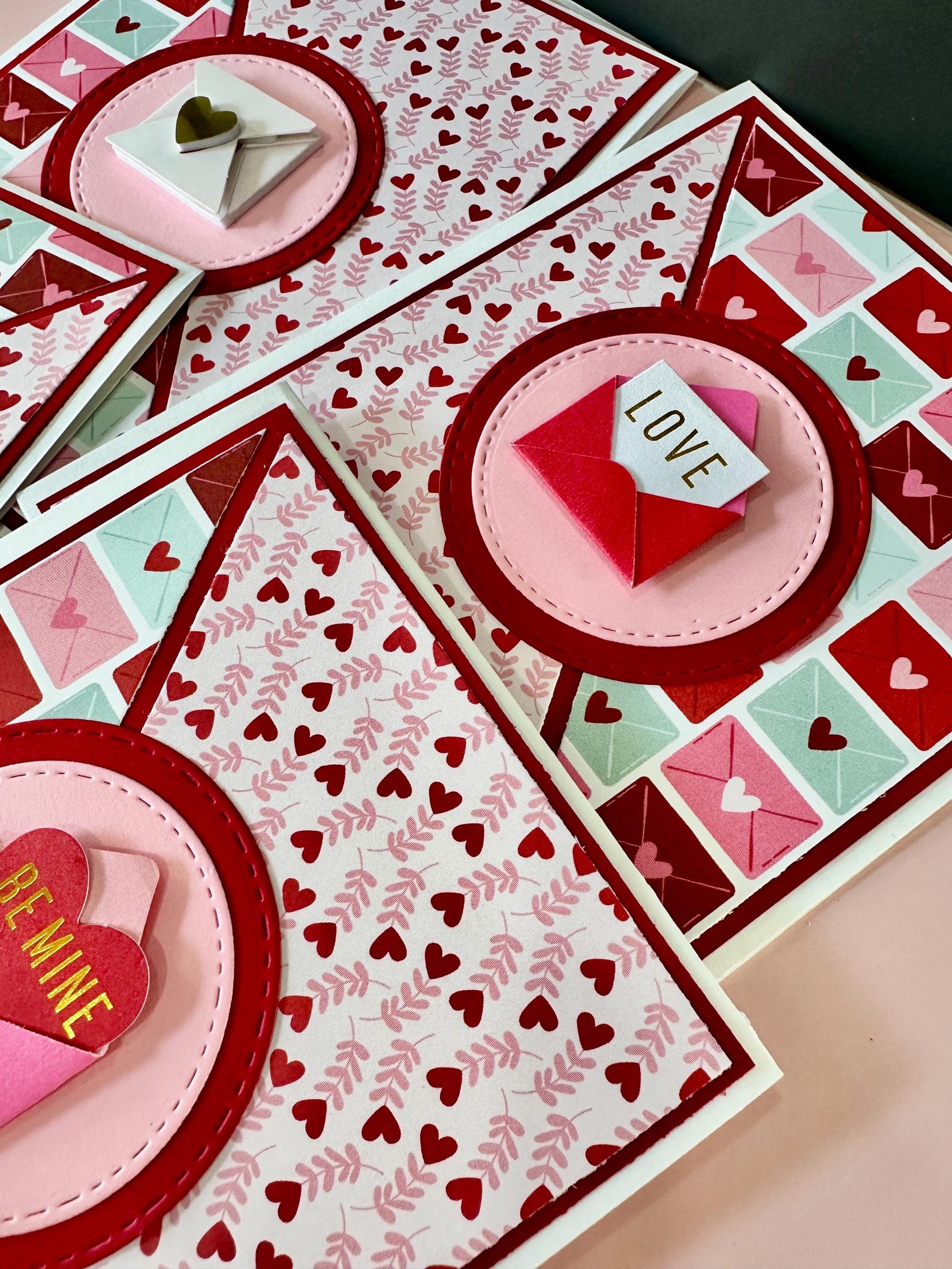 Valentine Cards/handmade/set of Four/fun Design - Etsy