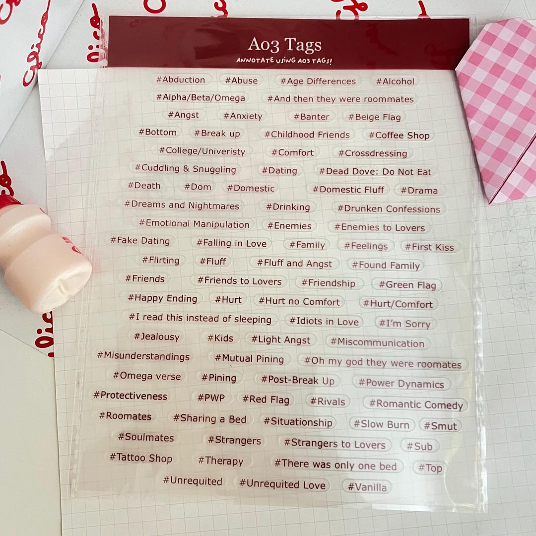 AO3 Tags Stickersheet - Etsy