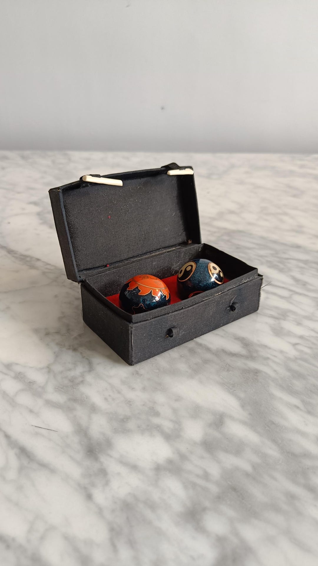 Vintage Steel Painted Chinese Baoding Balls With Ying Yang Design in ...