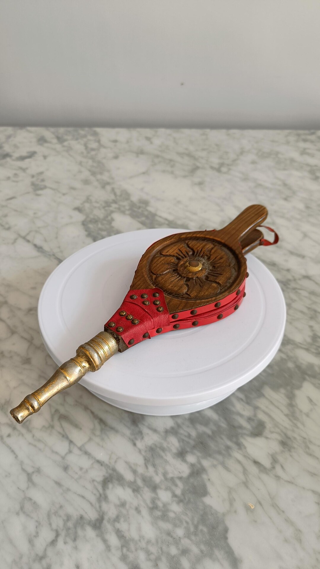 1950s Brass, Wood and Red Fabric Bellows - Etsy