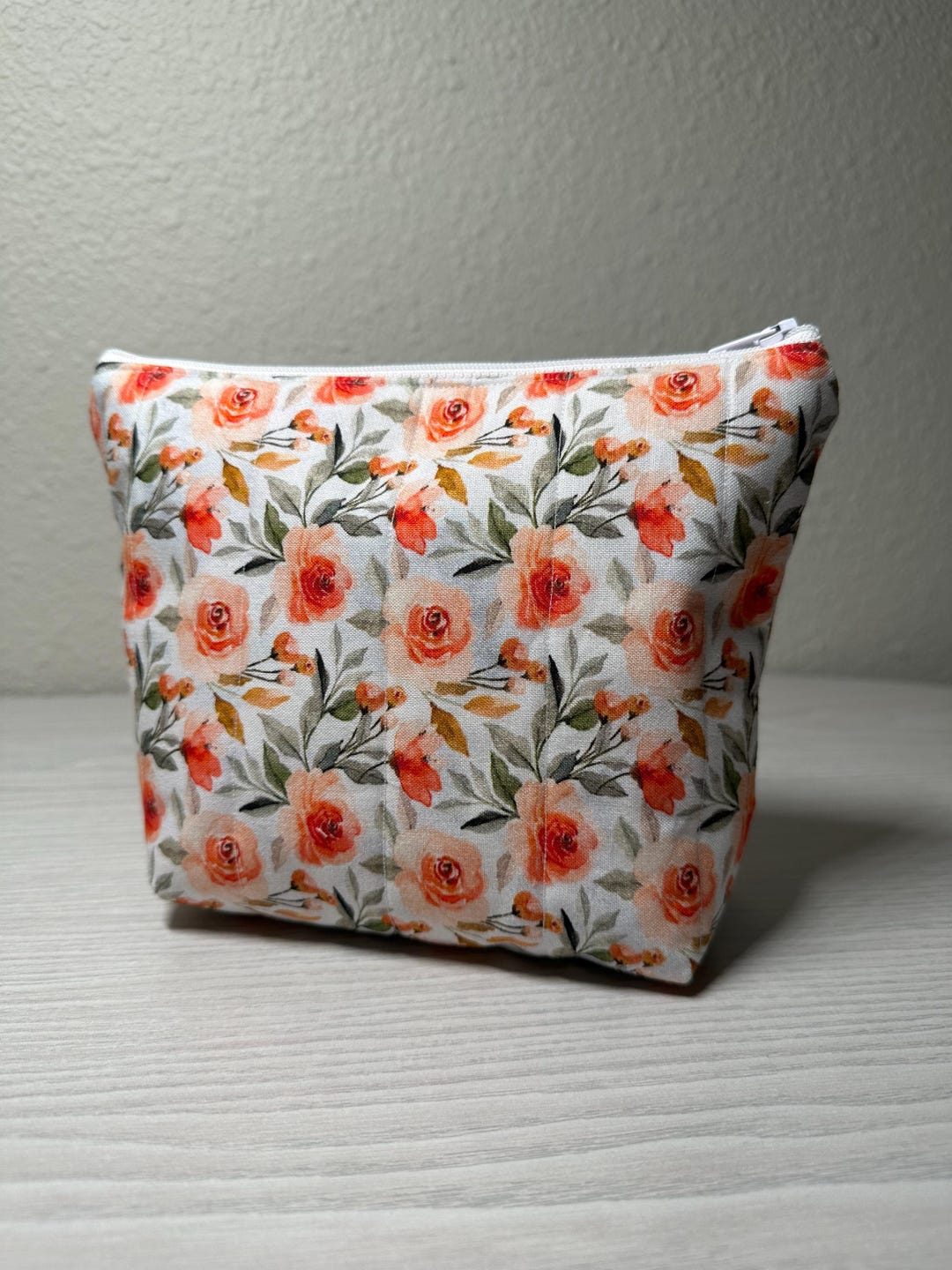 Quilted Medium Pouch- Peach Roses - Etsy