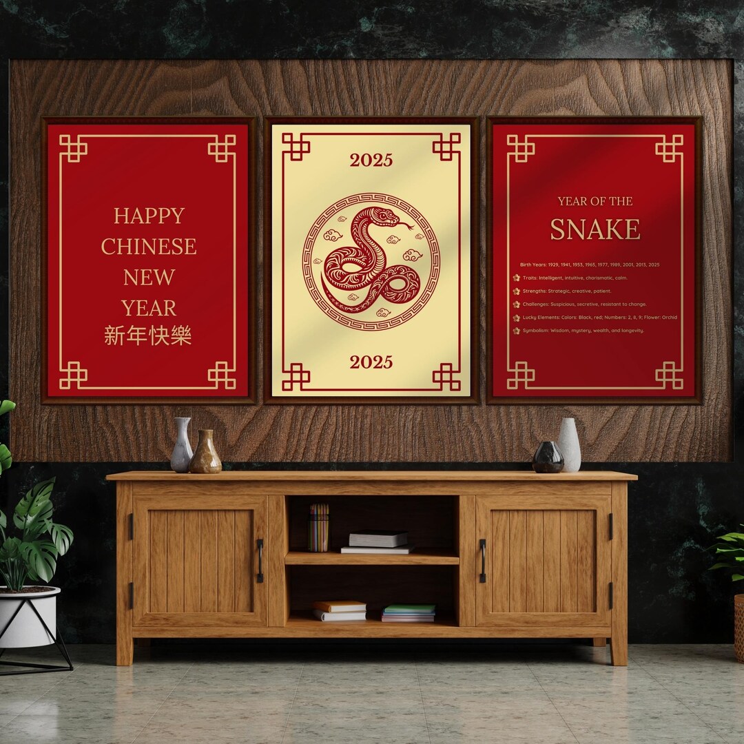 Lunar New Year Printable Poster, Year of the Snake Digital Download ...