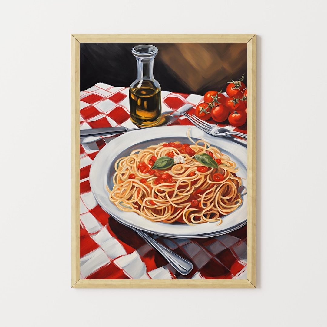 Pasta Wall Art - Italian Kitchen Decor, Spaghetti Artwork, Rustic Food ...