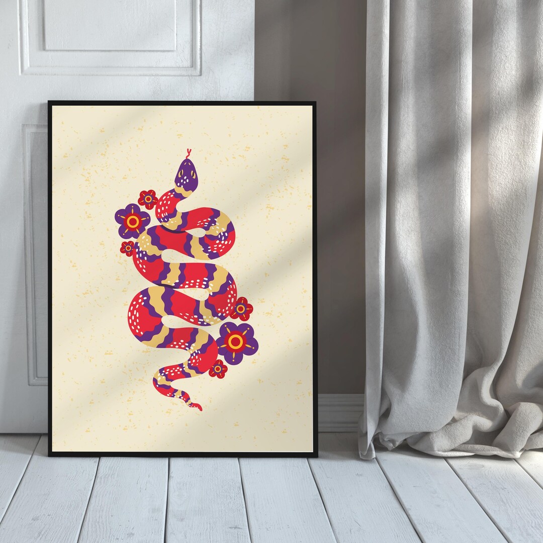 Chinese New Year Snake Illustration, Lunar New Year Printable Poster ...