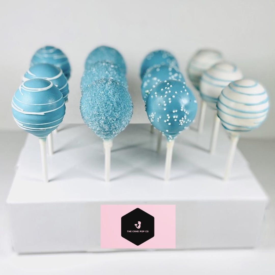 Light Blue & White Cake Pops | Baby Blue Cake Pops | Birthday Gift Cake ...