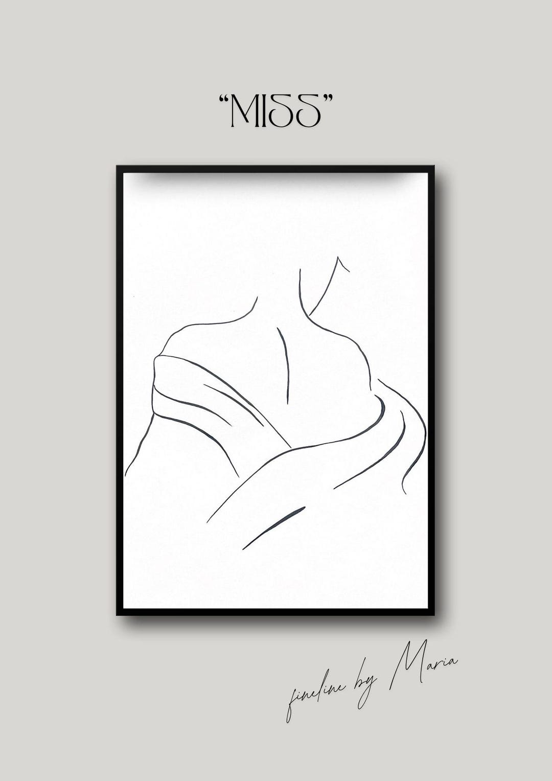 Miss - Handmade Line Art Print - Etsy