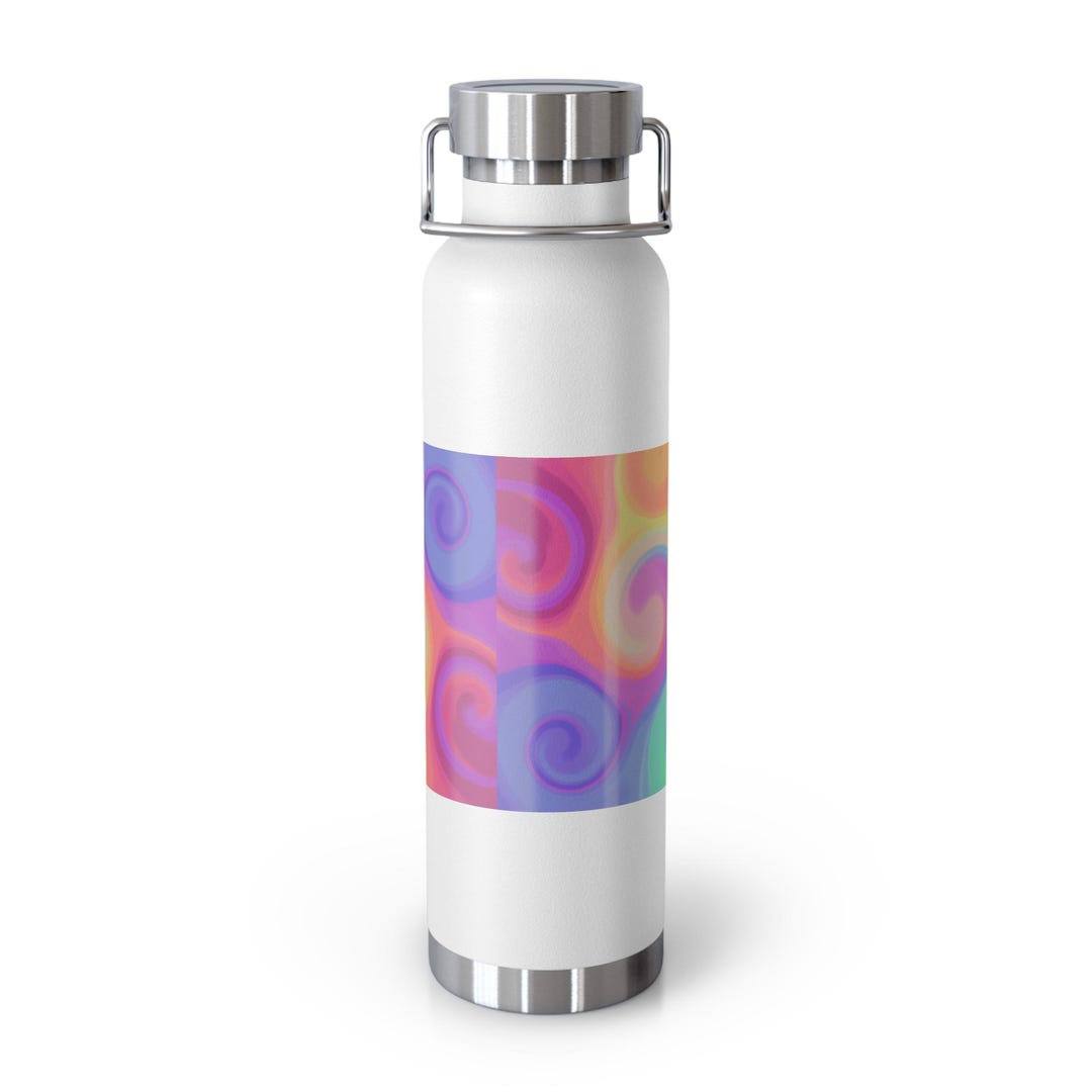 Water Bottle, Rainbow Swirl Design, Stainless Steel Insulated Flask ...