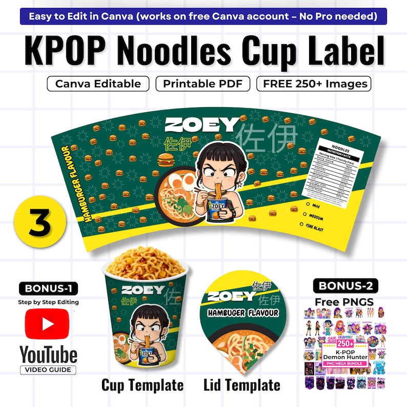 Kpop Demon Hunters, Cup Noodle Labels Ramyeon, Cosplay Party Huntrix ...