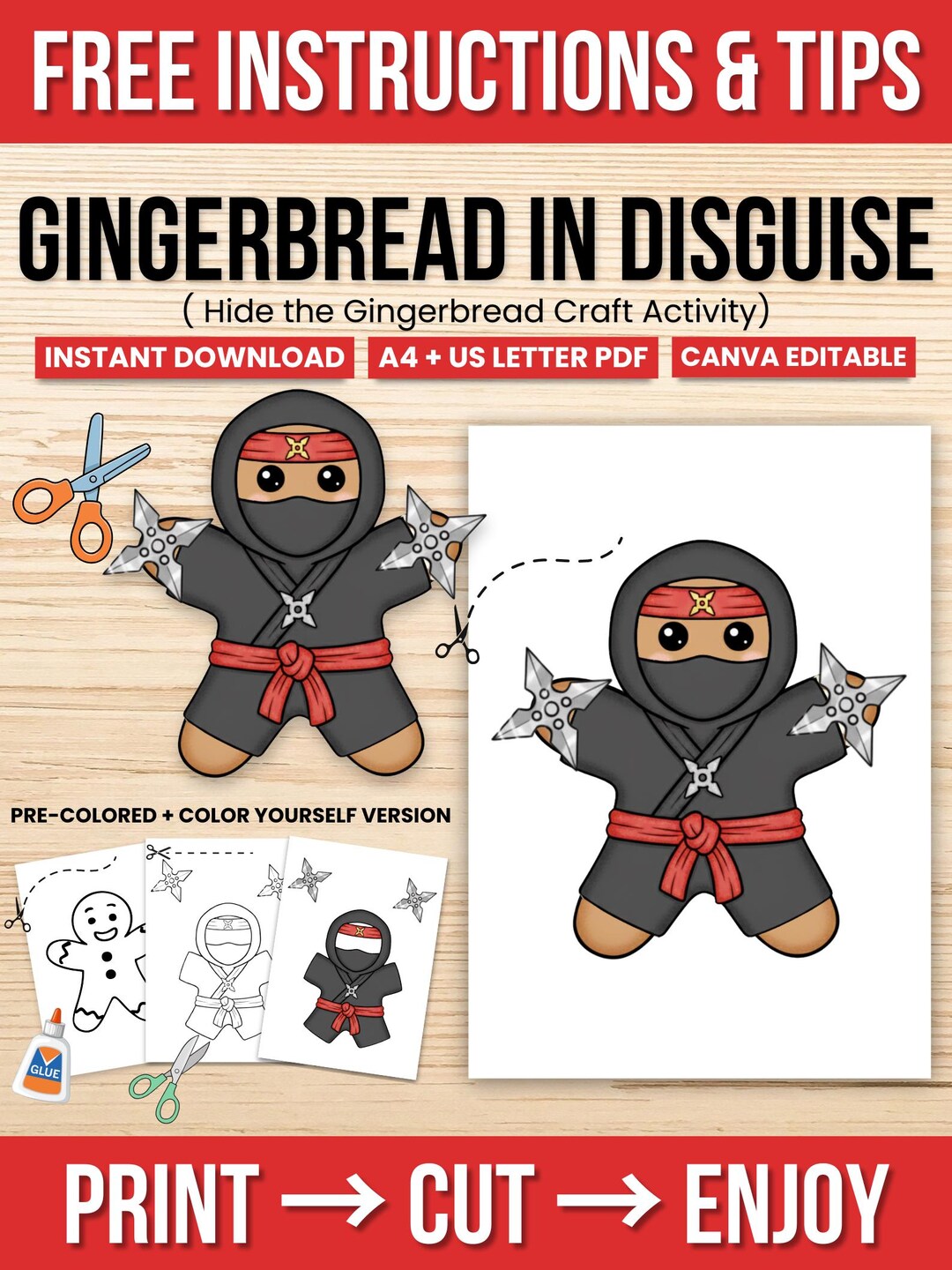 Disguise a Gingerbread Man - Ninja Disguise, Gingerbread in Disguise ...