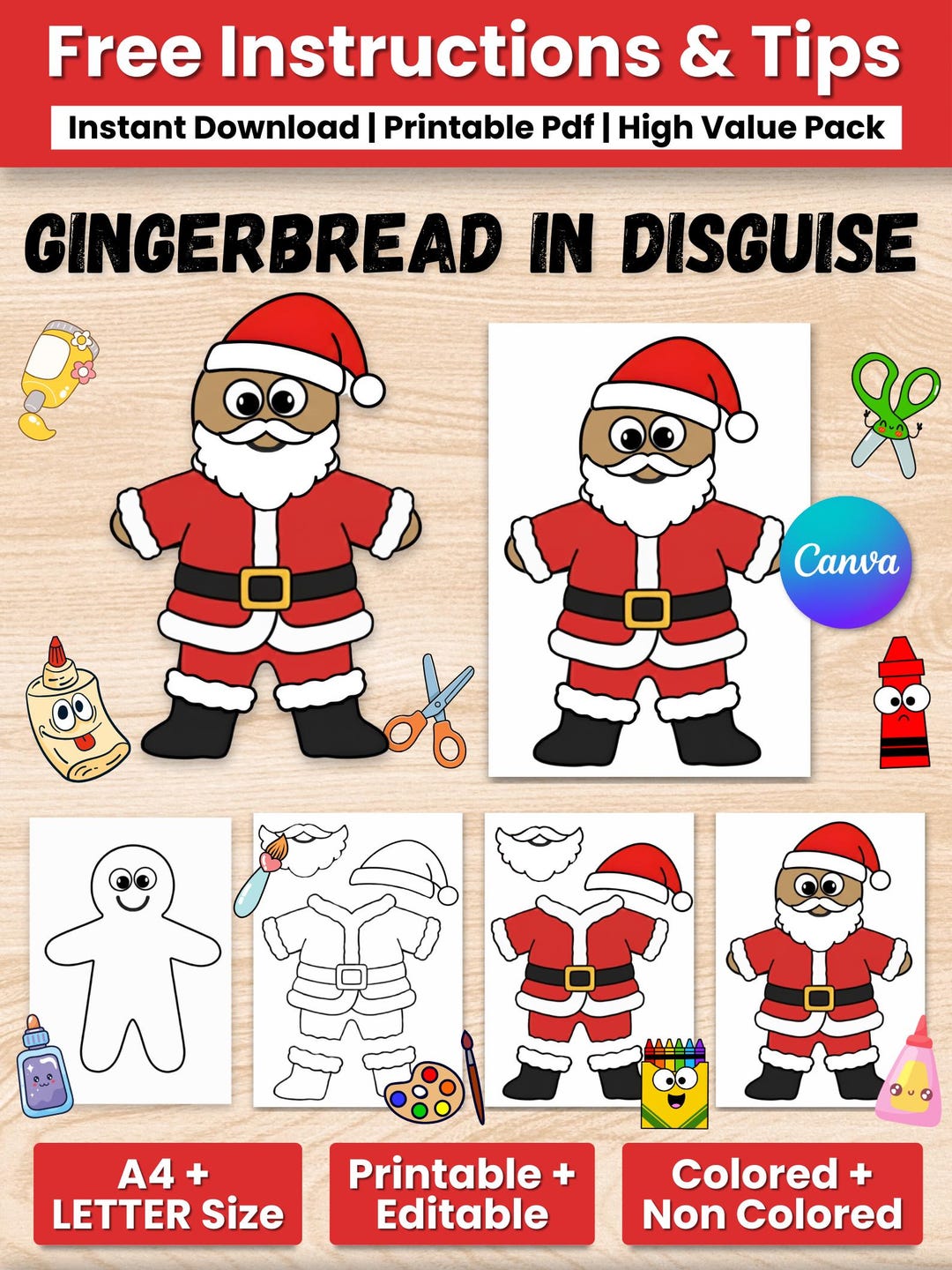 Disguise Gingerbread Man Santa | Santa Gingerbread Disguise Printable ...
