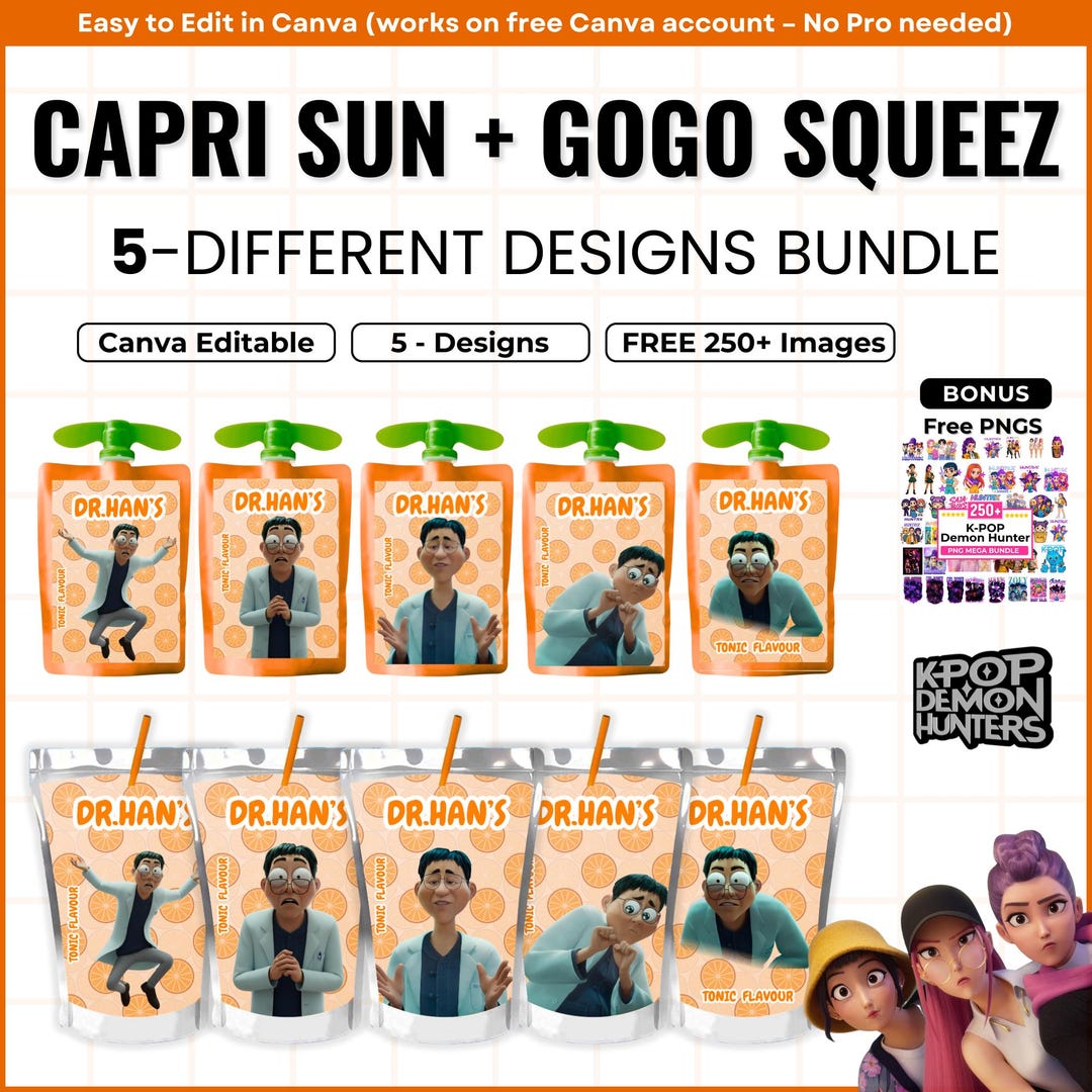 Kpop Demon Hunters, Dr. Han's Tonic Drink Wrapper, 5 Flavor Caprisun ...