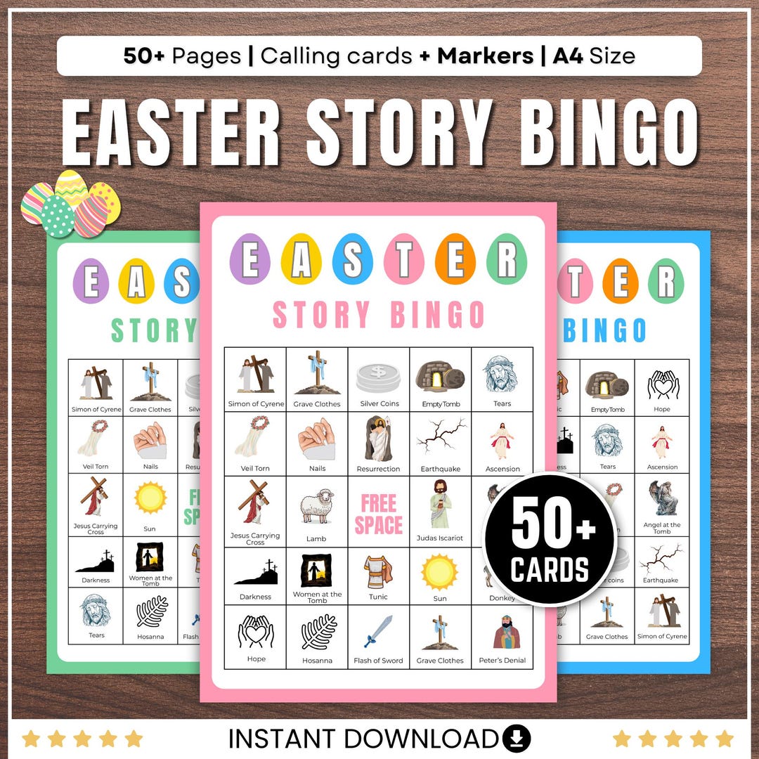 50 Easter Bible Bingo | Resurrection Bingo | Easter Story Bingo ...