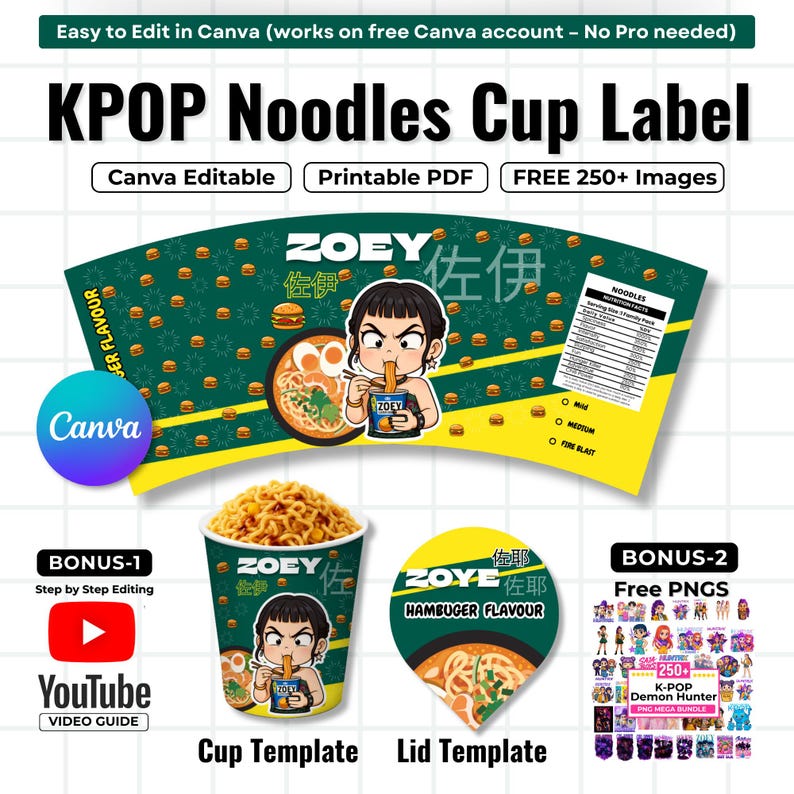Kpop Demon Hunters, Cup Noodle Labels Ramyeon, Cosplay Party Huntrix ...