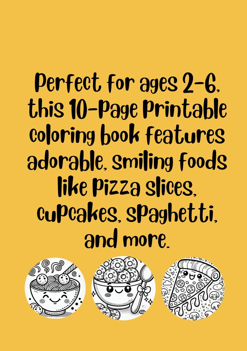 Yummy Food Coloring Book for Kids – Fun, Easy-to-color Pages for Ages 2 ...