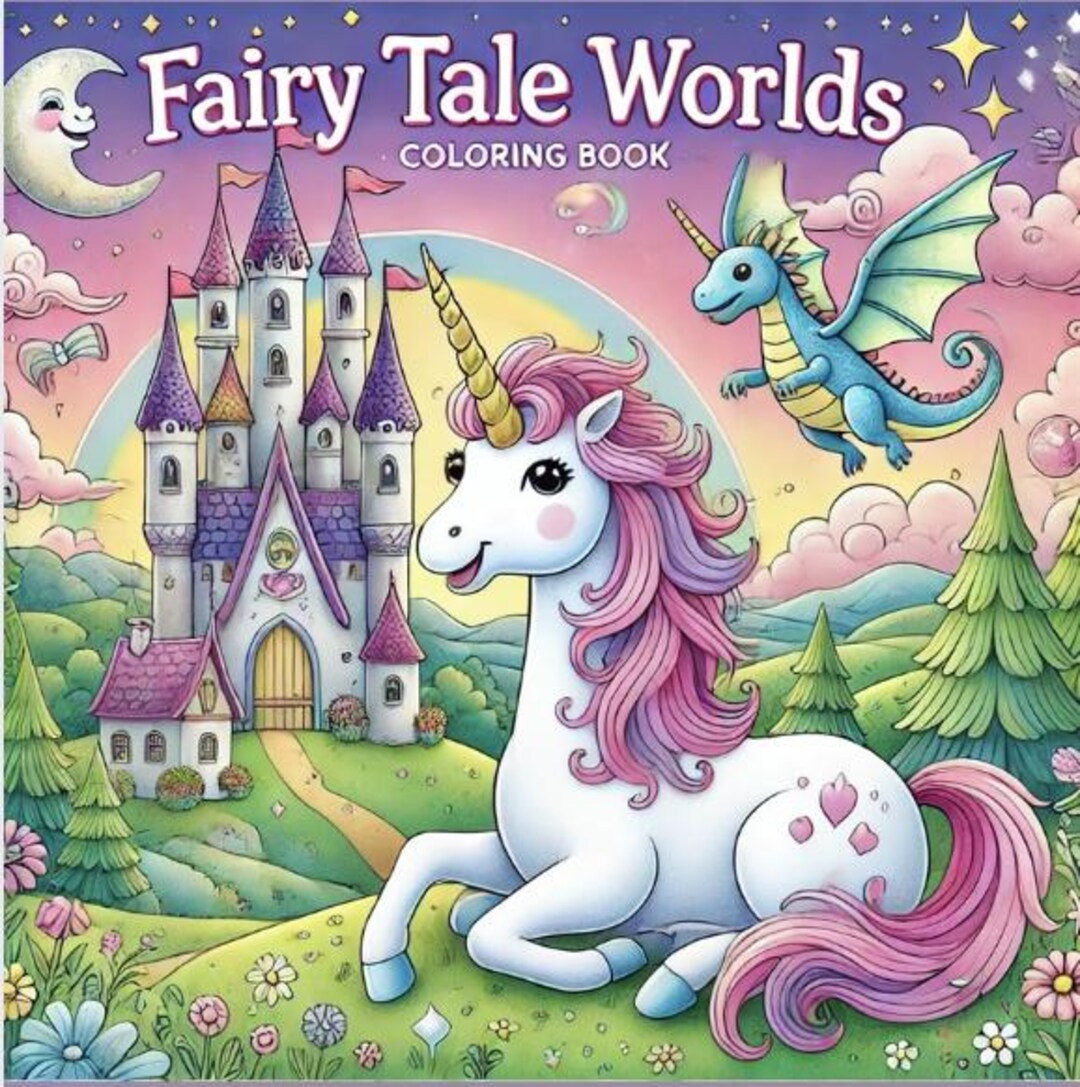 Fairy Tale Coloring Pages for Kids | Magical Enchanted Forest, Unicorns ...