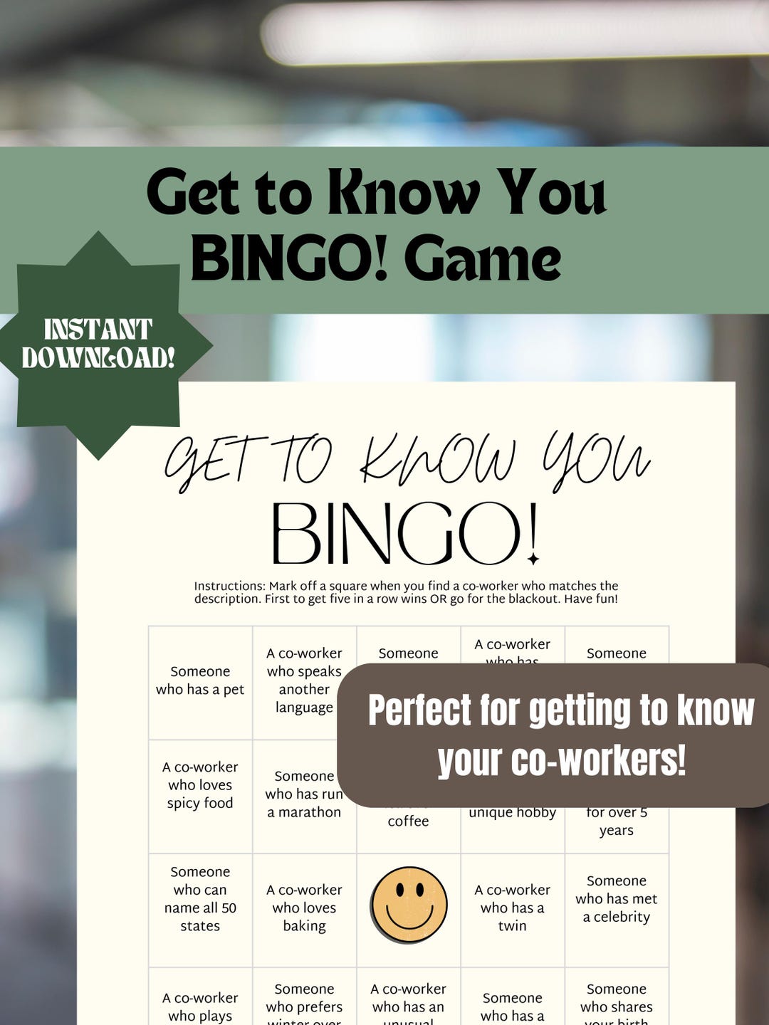 Getting to Know You Bingo | Coworker Bingo | Networking Bingo | Work ...