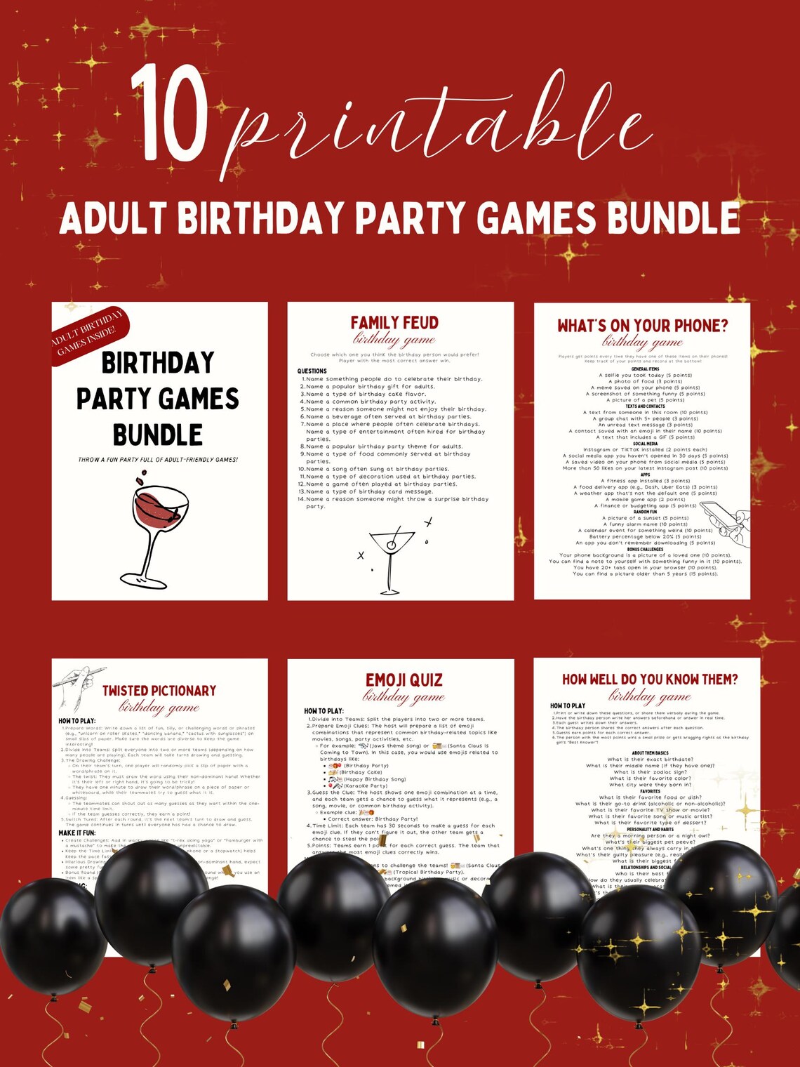 Adult Birthday Party Games, Icebreakers, and Group Activities | Instant Editable Printable ...