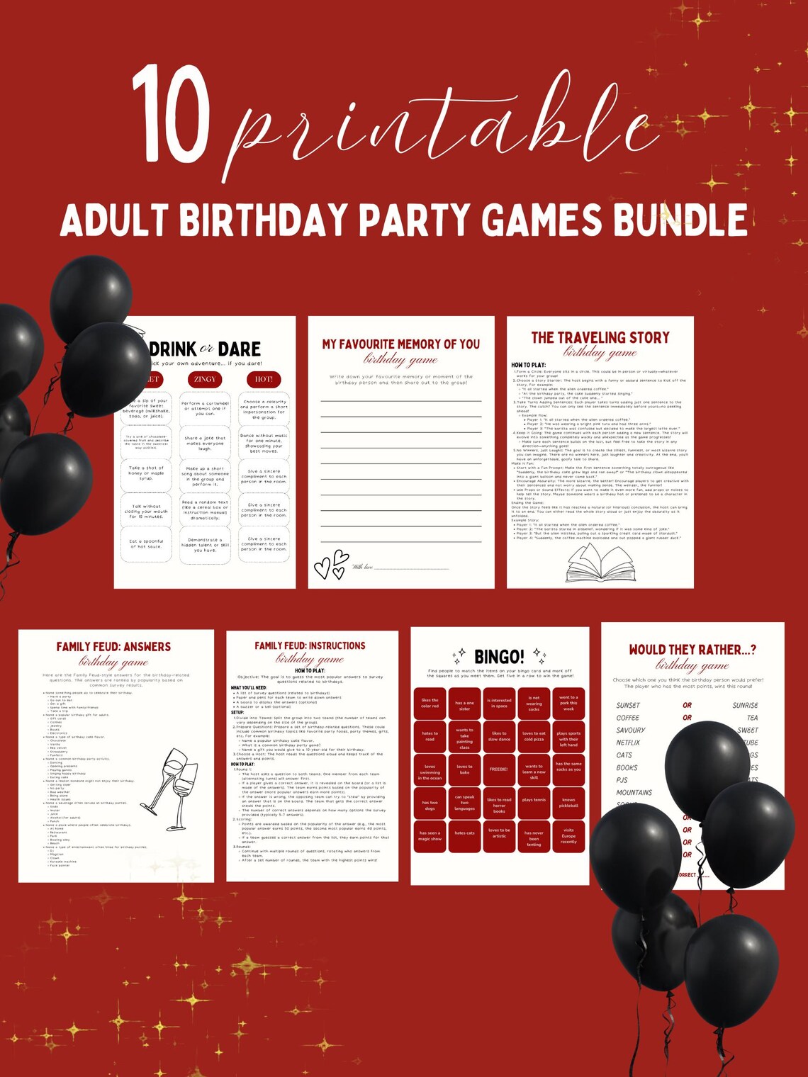 Adult Birthday Party Games, Icebreakers, and Group Activities | Instant Editable Printable ...