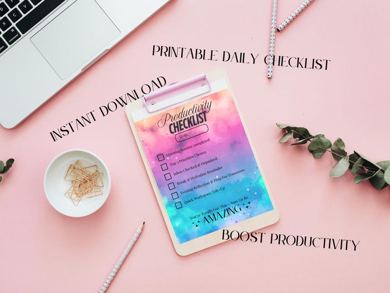 Printable Daily Productivity Checklist | Motivational To-do List PDF ...