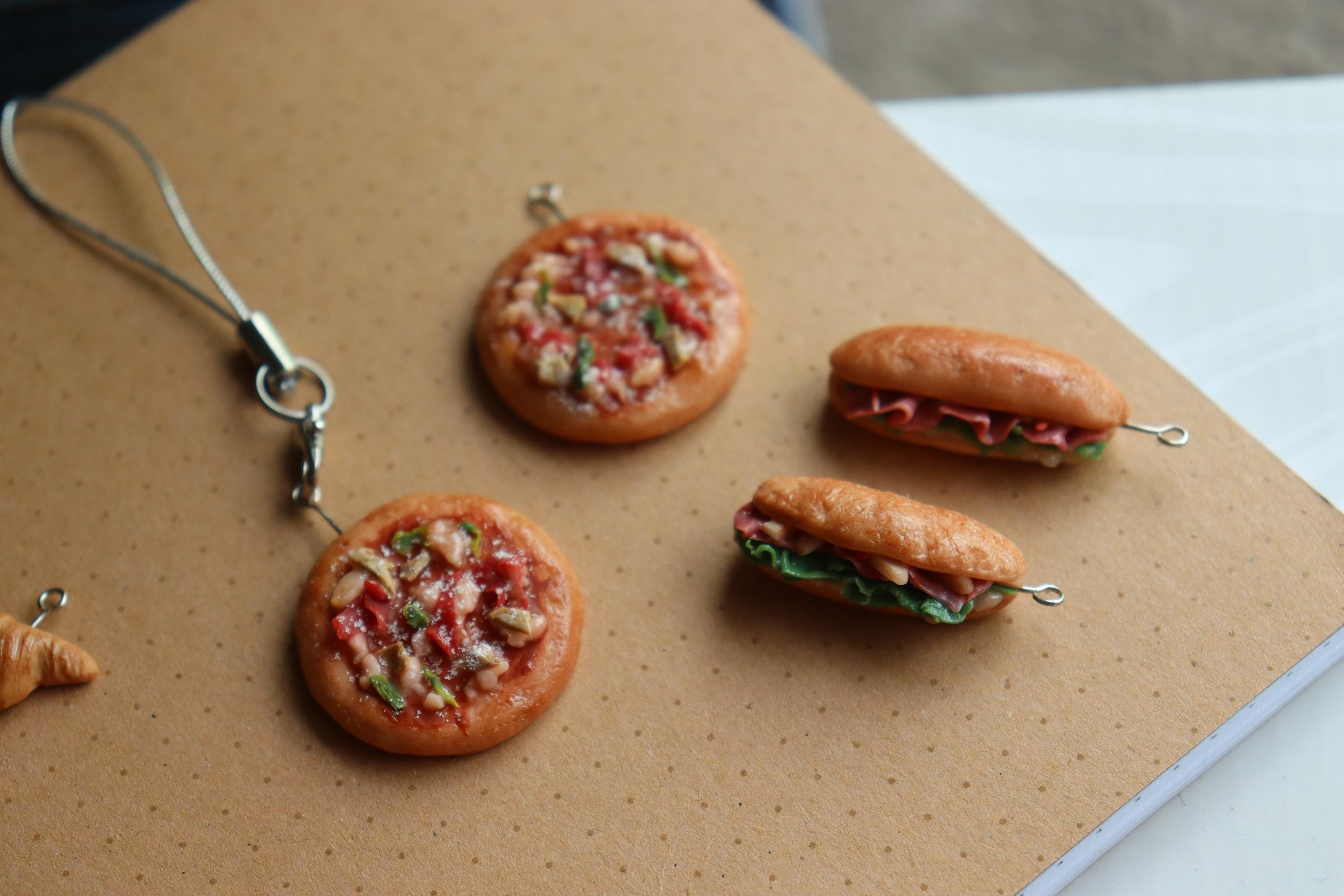 Artisan Italian Pizza - Miniature Food Polymer Clay Keychain Keyring ...