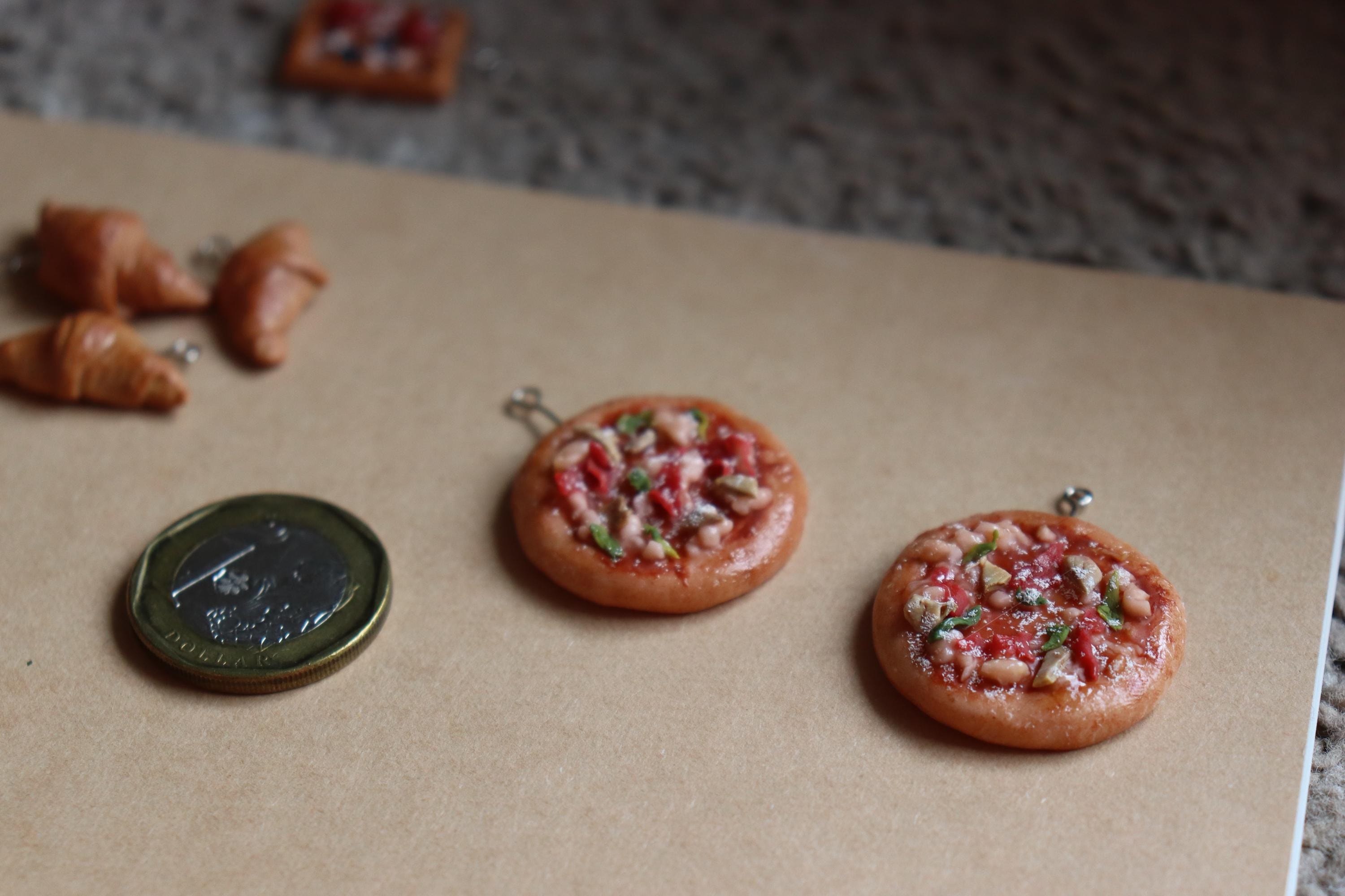 Artisan Italian Pizza - Miniature Food Polymer Clay Keychain Keyring ...