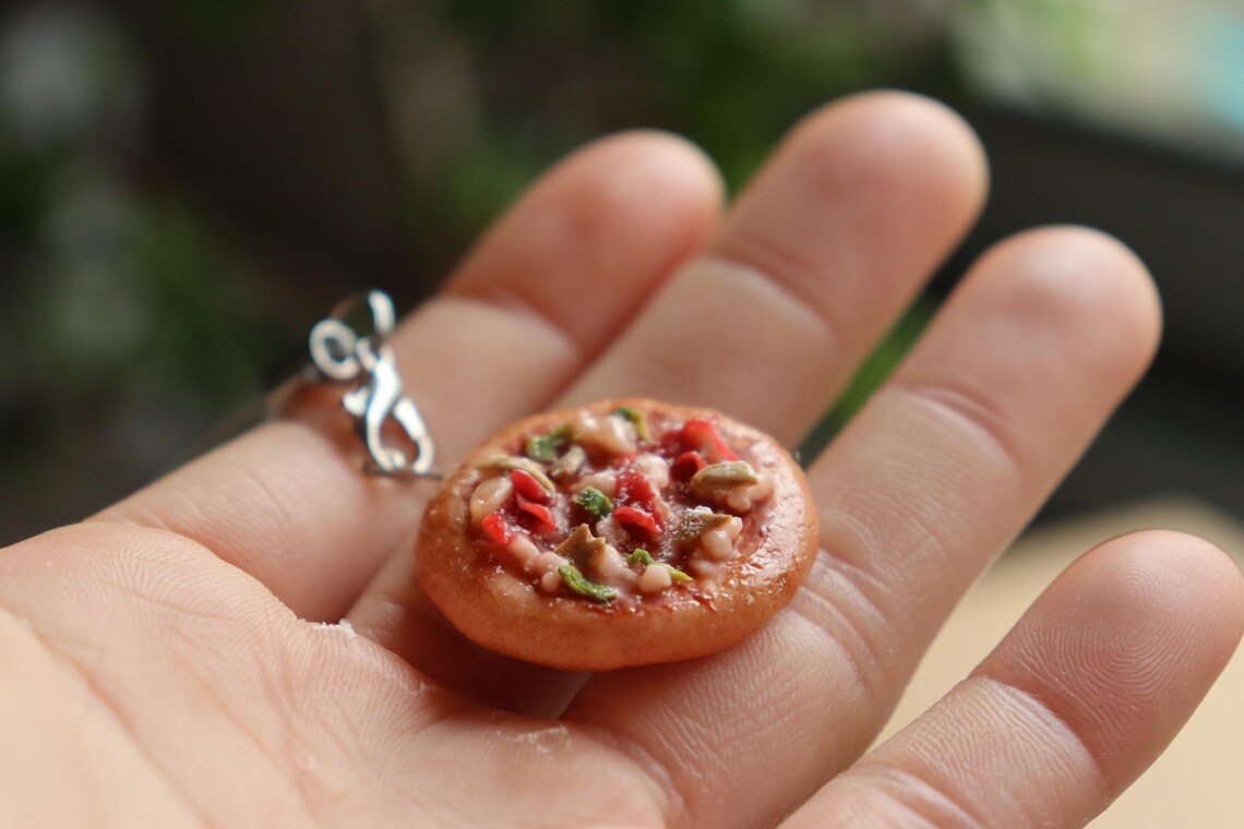 Artisan Italian Pizza - Miniature Food Polymer Clay Keychain Keyring ...