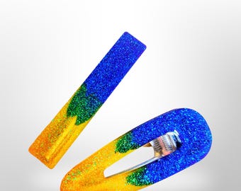 Chameleon Glitter Hair Clips ~ Resin Hair Clips for Girls ~ Sparkly ...