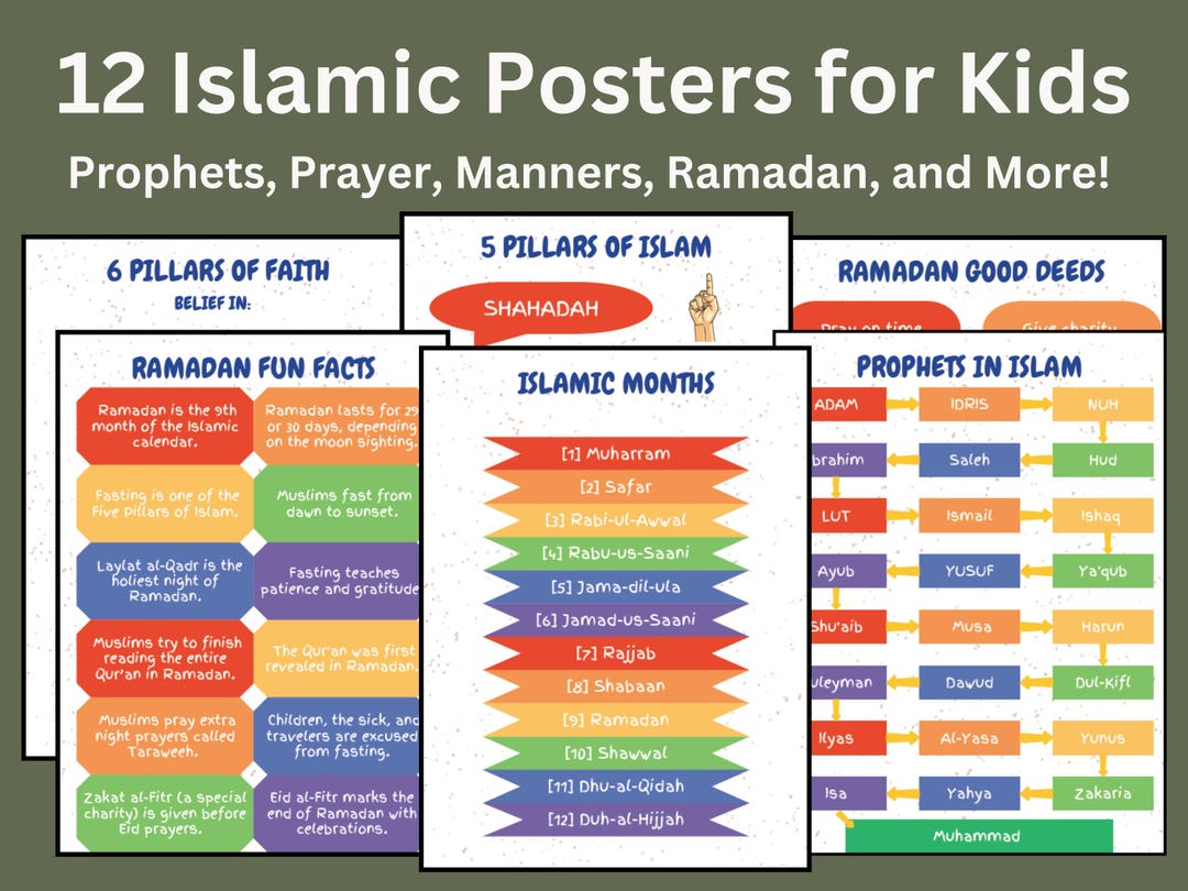 Islamic Kids Posters: Pillars, Prophets, Ramadan (digital Download) - Etsy