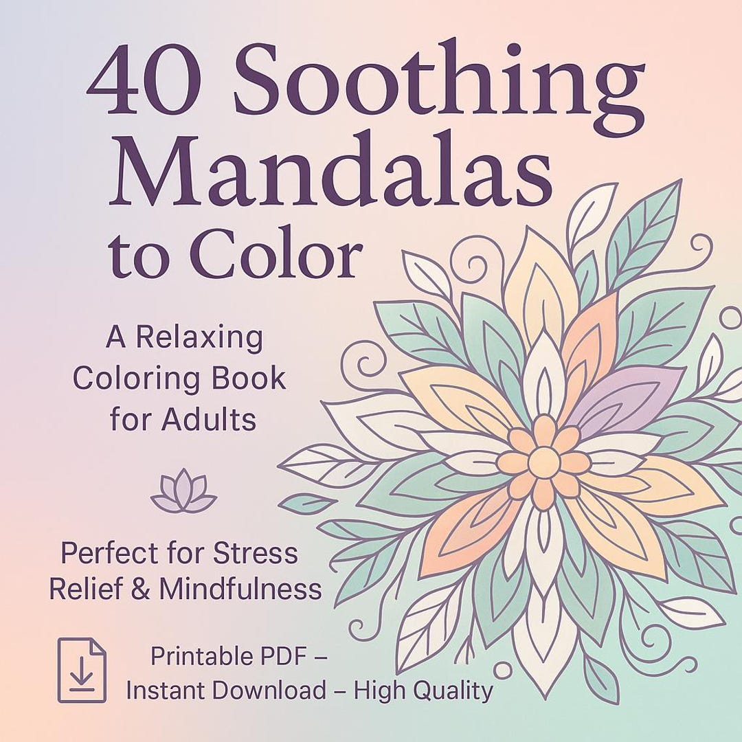 Printable Mandalas. Adult Coloring Book. 40 Pages + 20 Bonus Mini ...