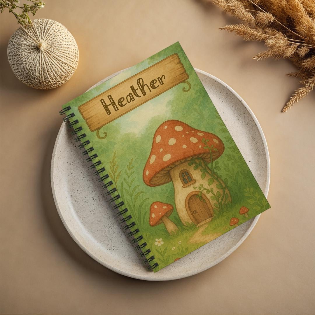 Cute Personalized Cottagecore Mushroom Spiral Journal Fairycore ...