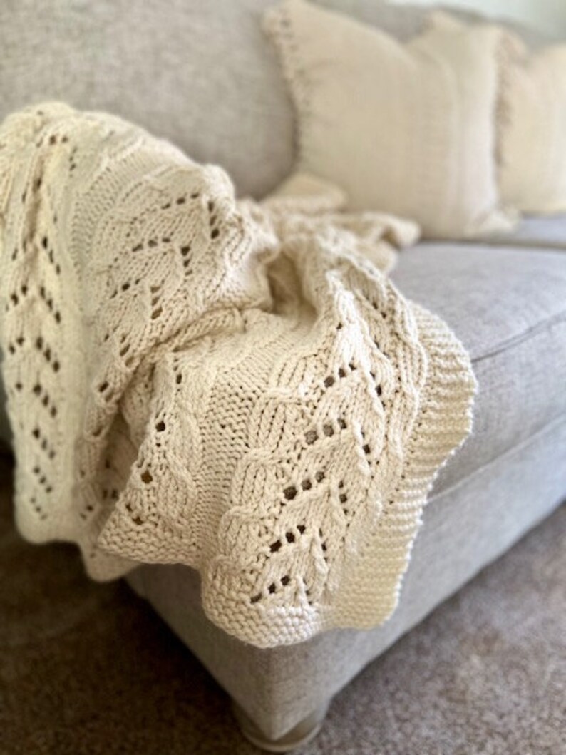 KNITTING PATTERN - Cozy Cable Throw Blanket Pattern, Knitted Blanket ...