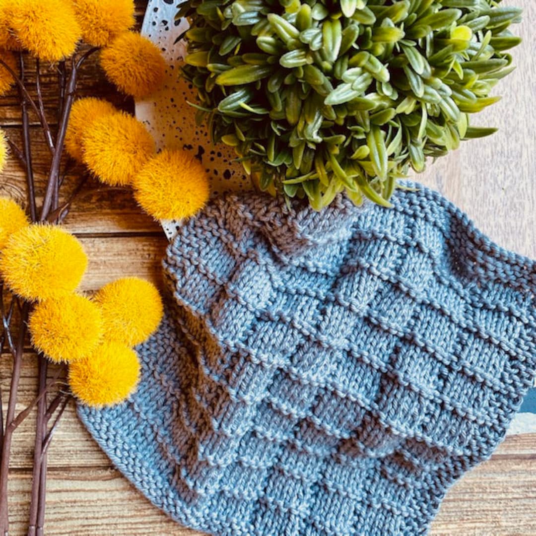 KNITTING PATTERN - Hidden Squares Dishcloth, Knit Dishcloth Pattern ...