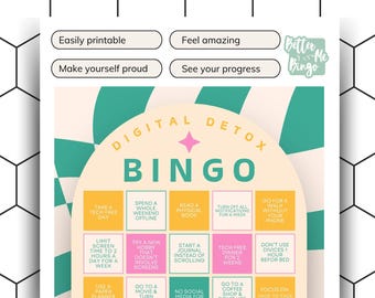 Digital Detox Bingo Card | Canva Editable Template | Mindfulness Goals ...