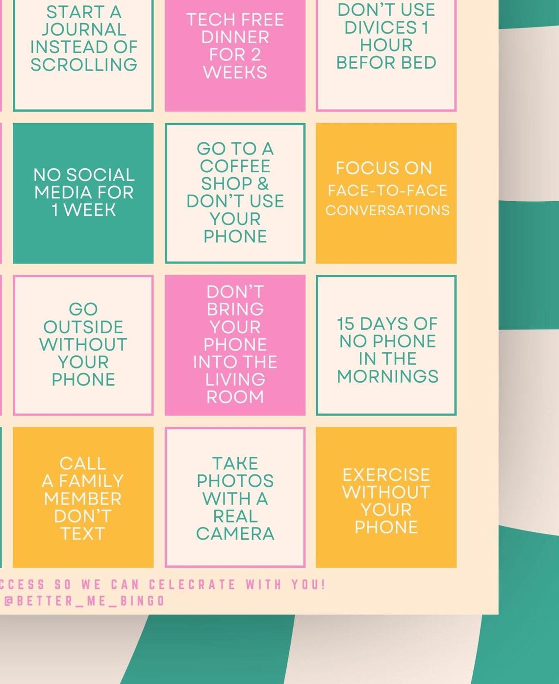 Digital Detox Bingo - Etsy