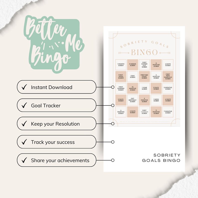 Sobriety Bingo - Etsy