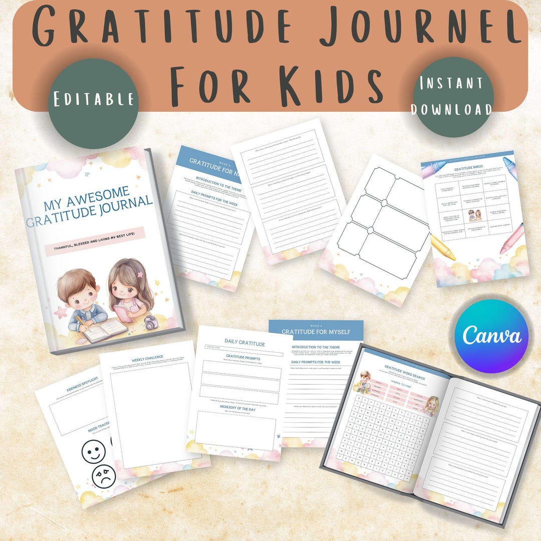 Gratitude Journal for Kids, Printable Gratitude Journal for Boys and ...