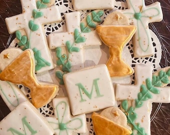 Custom " Short Hair" First Communion Girl Cookie, My First Communion ...