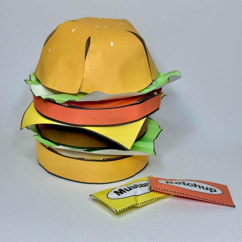 DIY 3D Paper Burger Template PDF - Etsy
