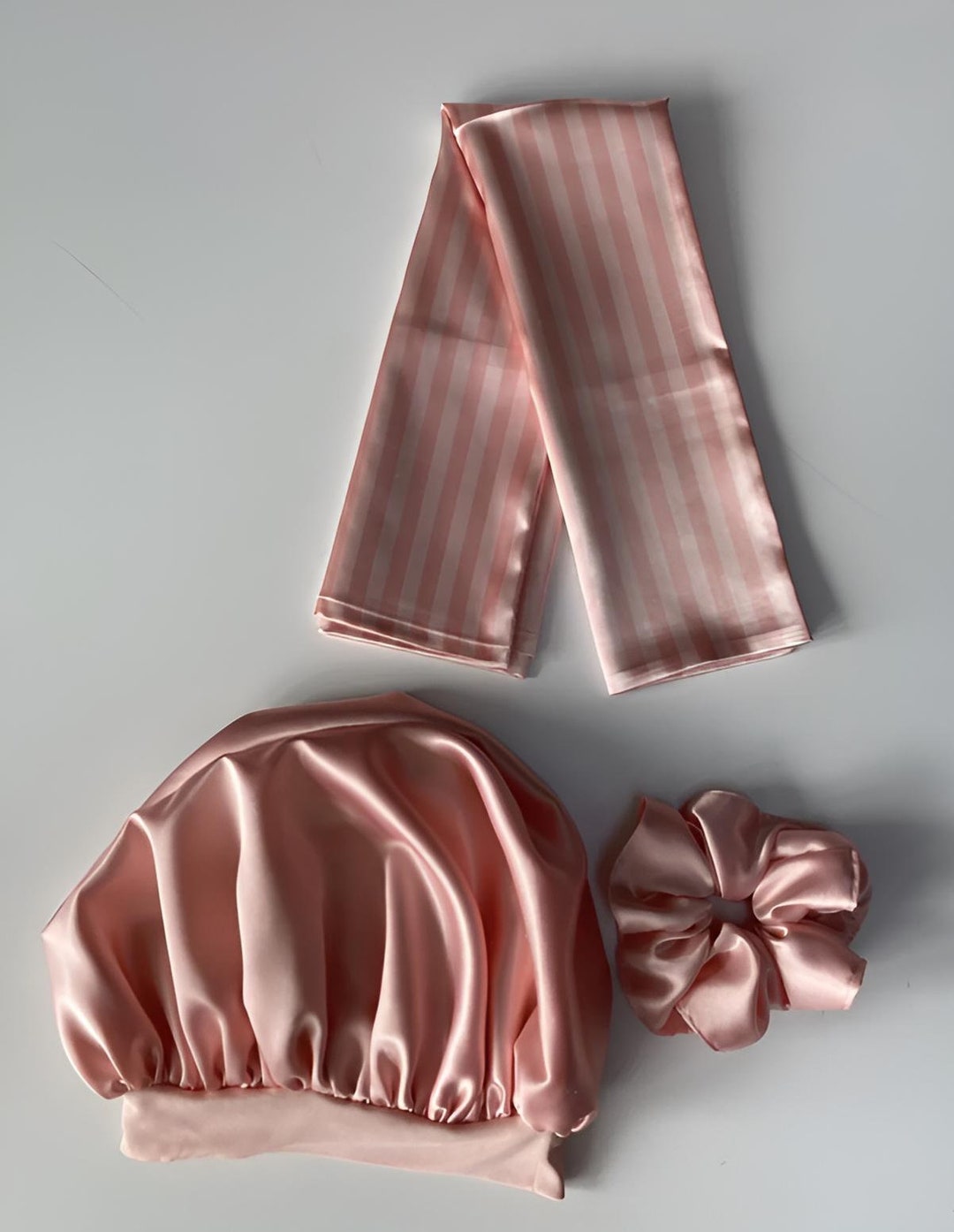 Set With Satin Bonnet I Satin Heatless Styler and Satin Pillowcase I ...