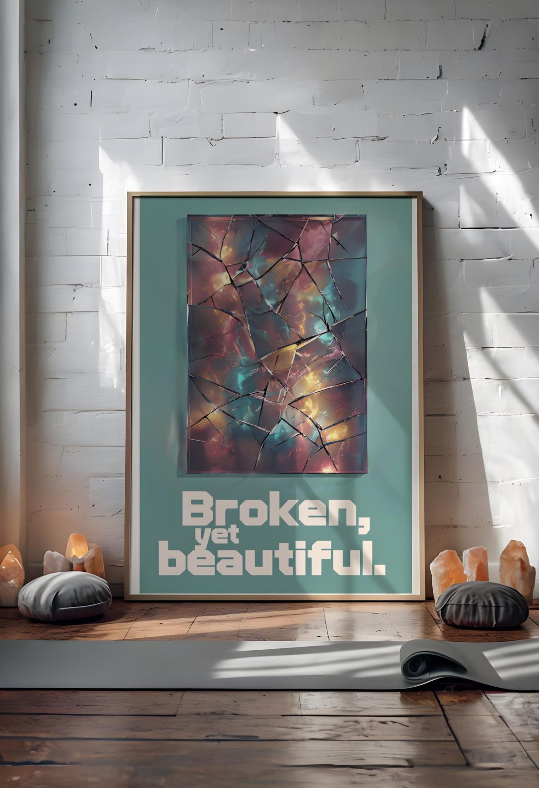 Inspirational Cracked Glass Poster, broken yet Beautiful Wall Art ...