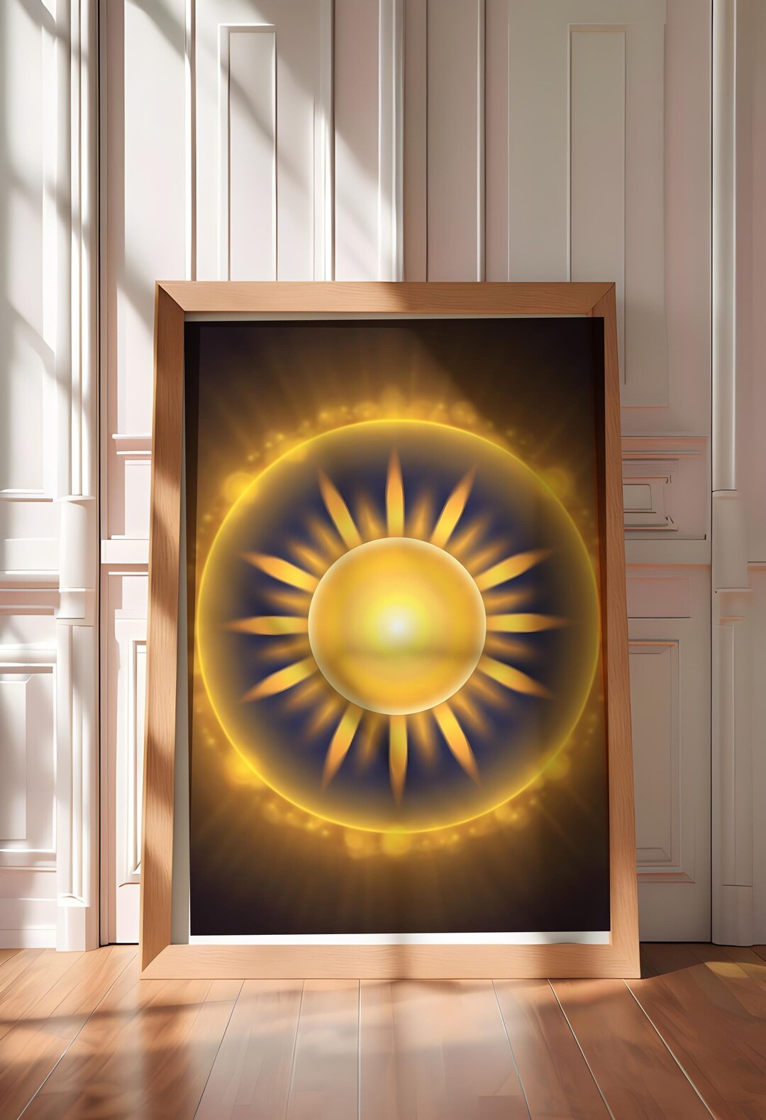 Solar Plexus Chakra Healing Poster, Glowing Golden Sphere Wall Art for ...