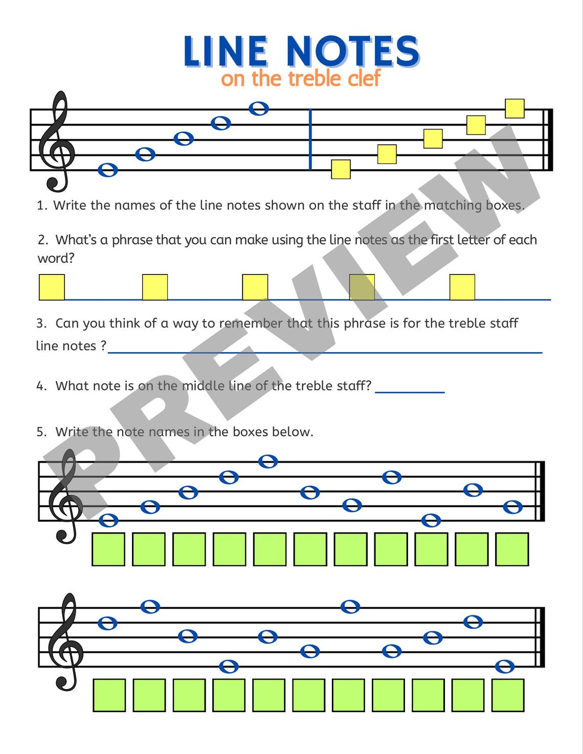 Grand Staff Note Reading Worksheets - Etsy