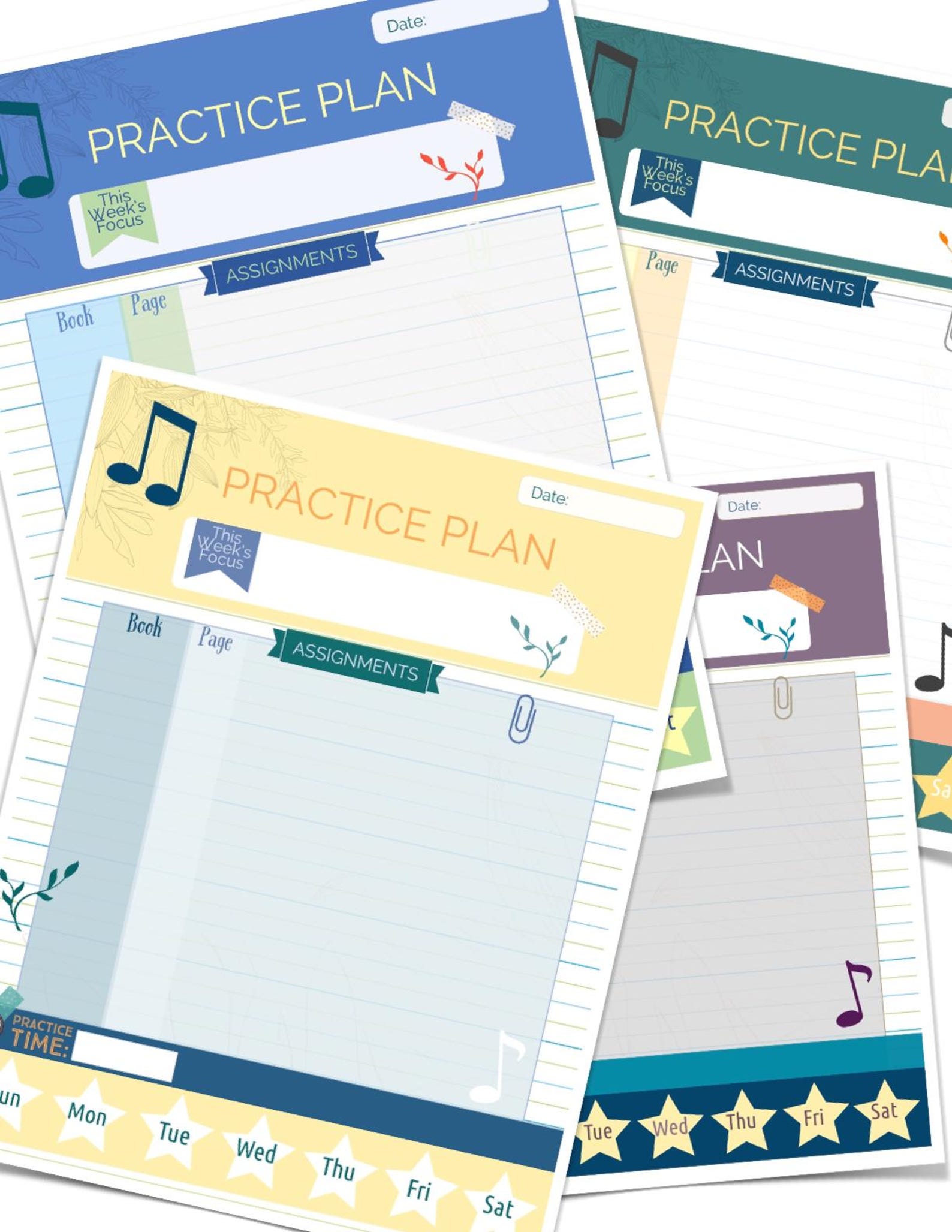 Music Assignment Sheet/practice Plans for Piano and Other Instruments ...