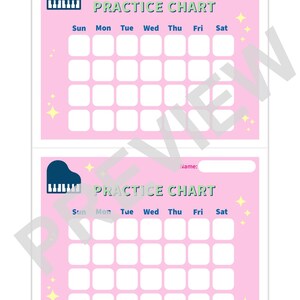 Monthly Piano Practice Charts- Soft Color Set - Etsy