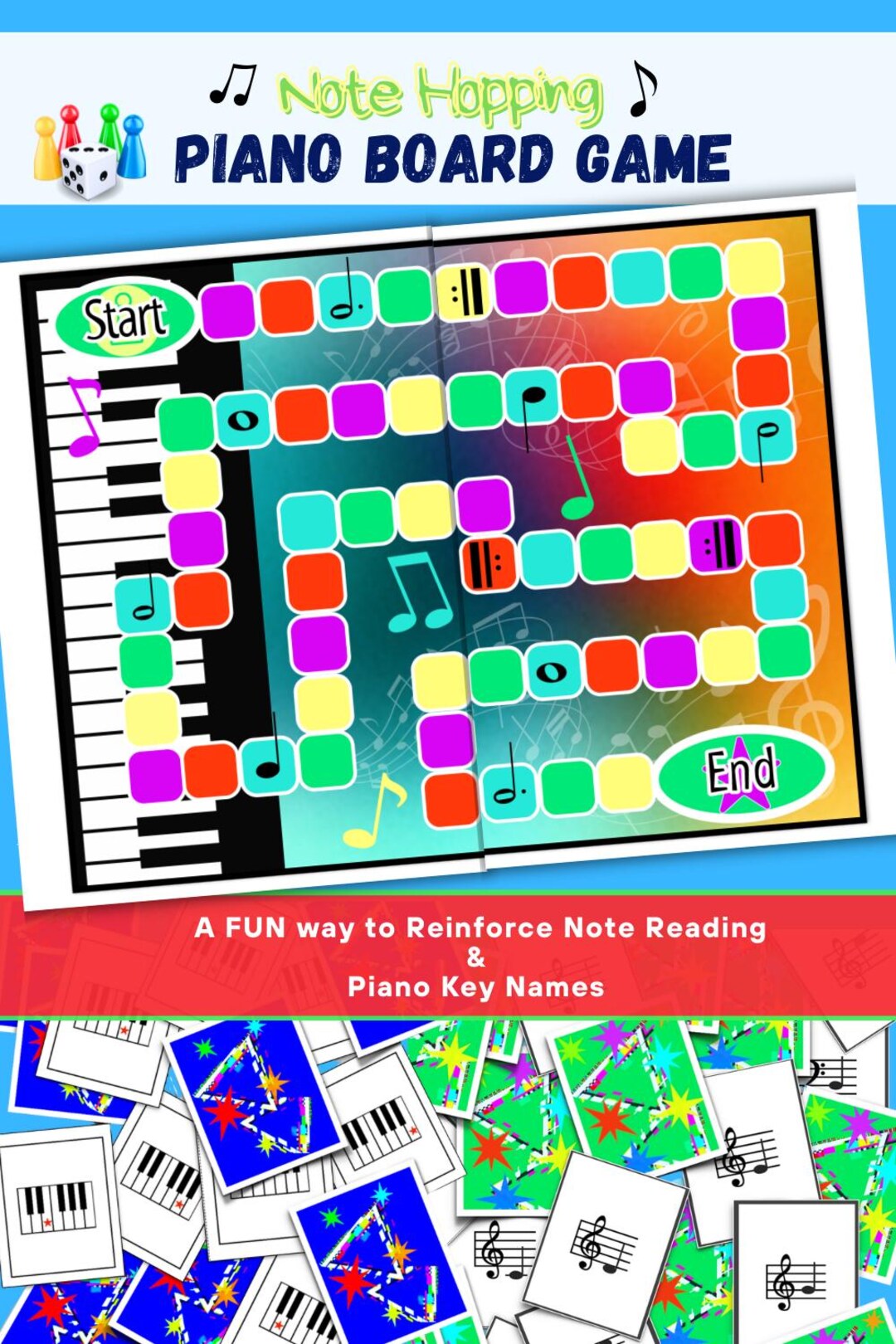 Piano Board Game “note Hopping” - Etsy