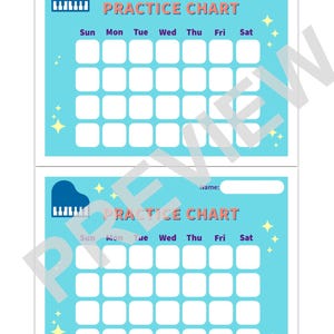 Monthly Piano Practice Charts- Soft Color Set - Etsy
