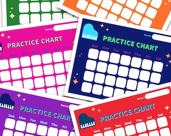 Monthly Piano Practice Charts- Soft Color Set - Etsy