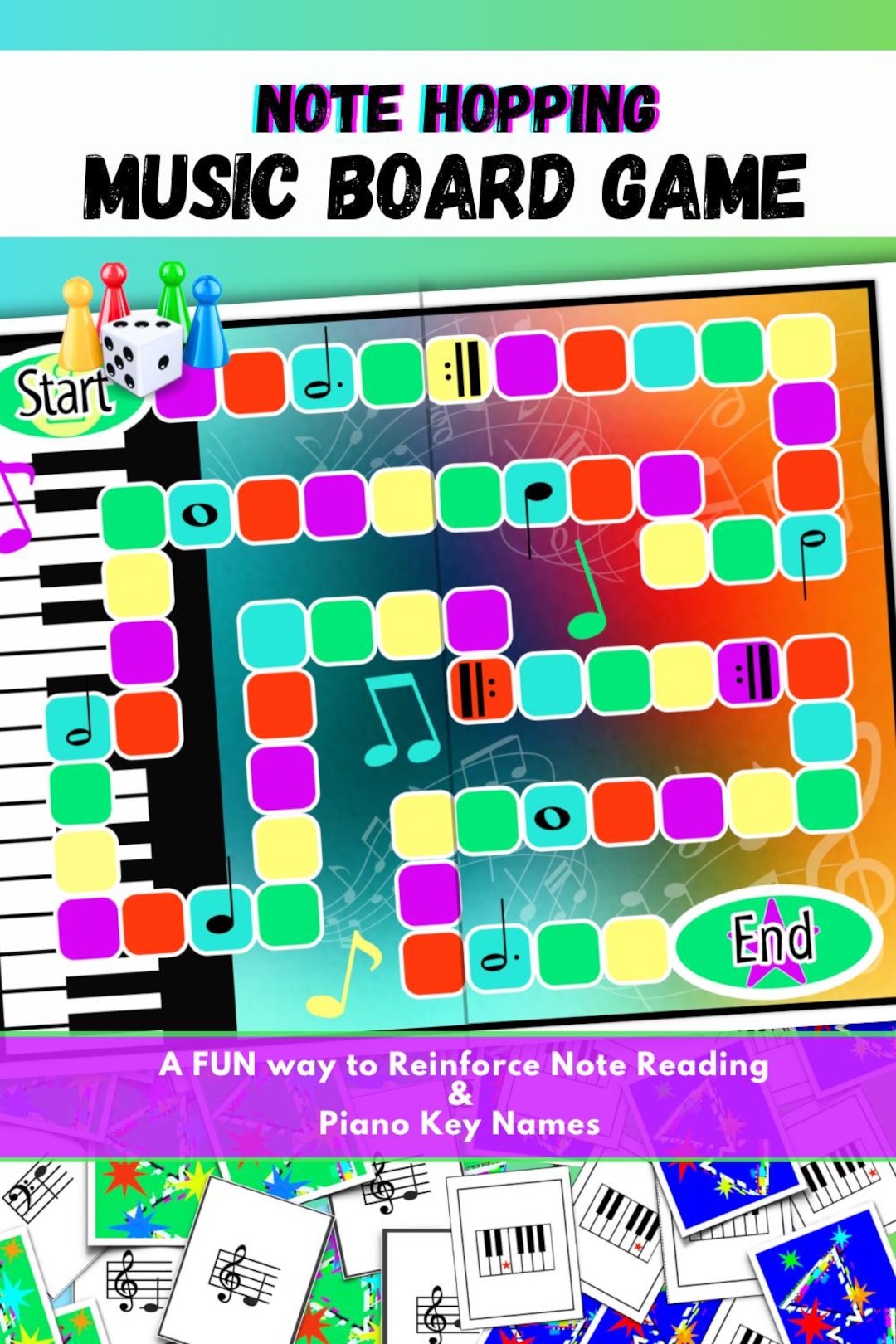 Piano Board Game “note Hopping” - Etsy